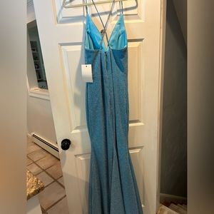 small prom boutique | Dresses | Baby Blue Mermaid Style Deep Vneck ...